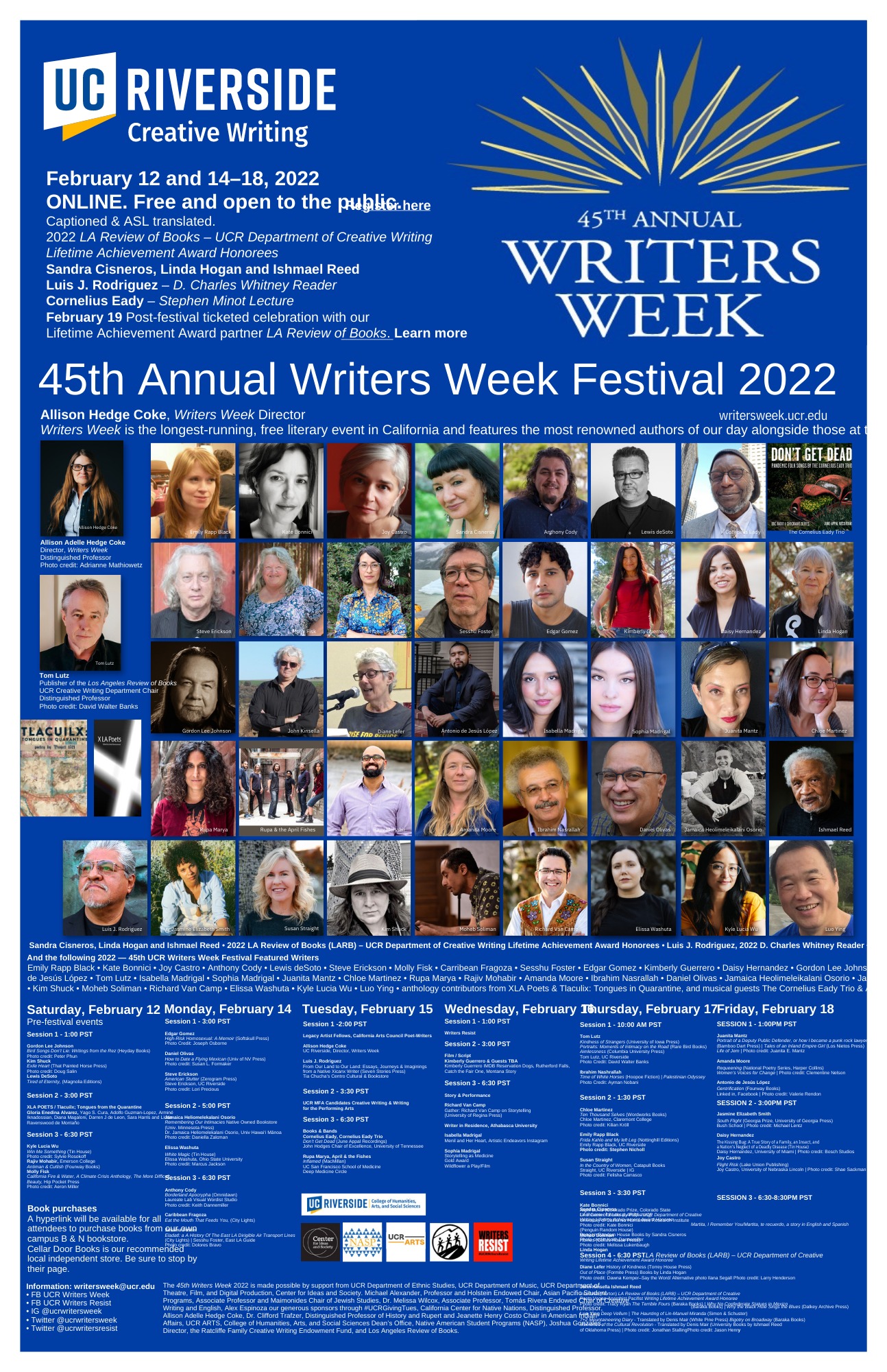 45th Annual UCR Writers Week Festival | Coriolis Company